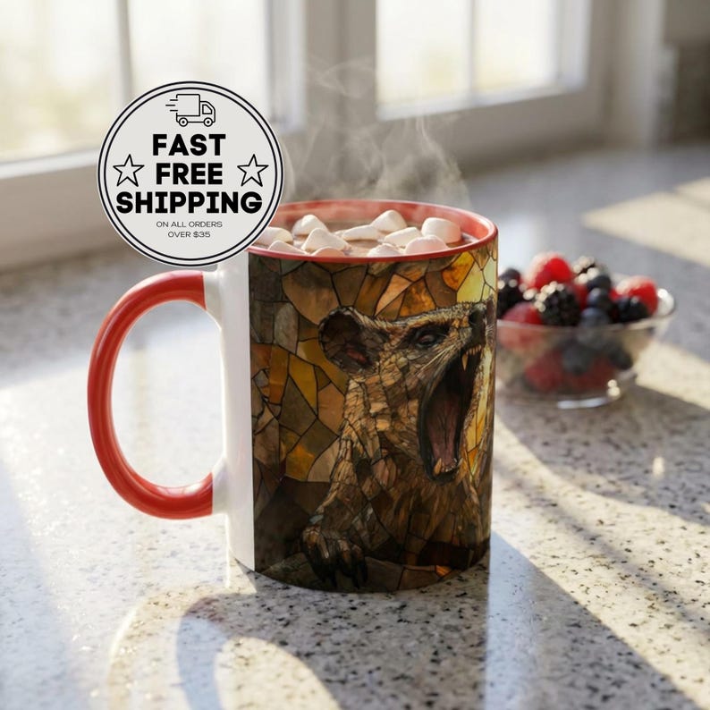 Rock Hyrax Screaming Stained Glass Style Mug, Animal Lover Gift ...