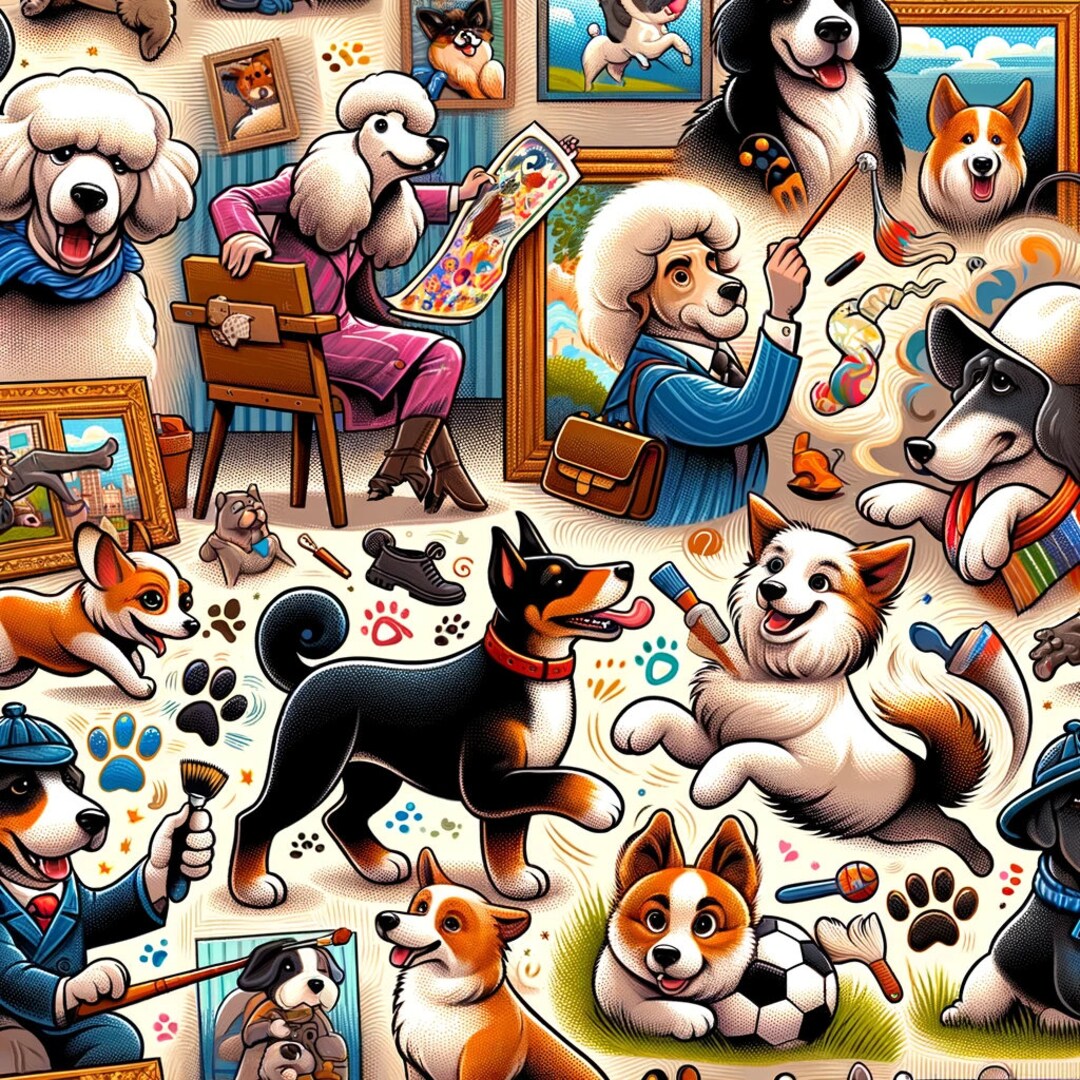 Adorable Dogs Adventure Art Print, Cute Puppies Camping Illustration ...