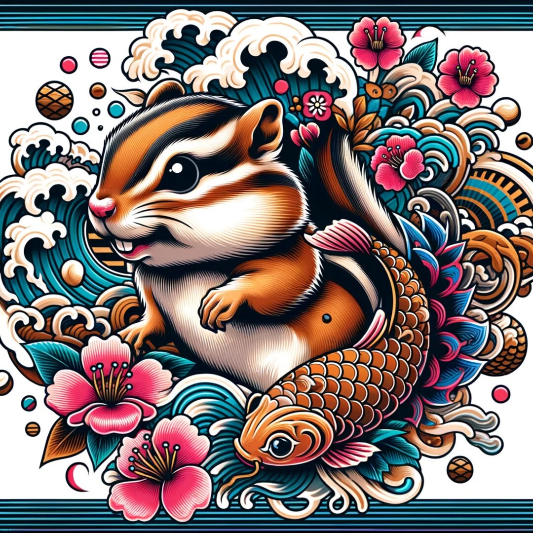 Mythical Creatures and Hero Chipmunk Art Print, Traditional Asian ...