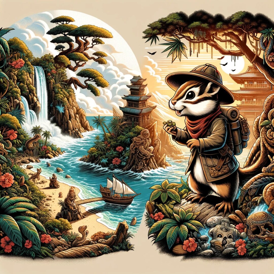 Adventurous Chipmunk in Urban Japan Art Print, Anime-inspired Cute ...