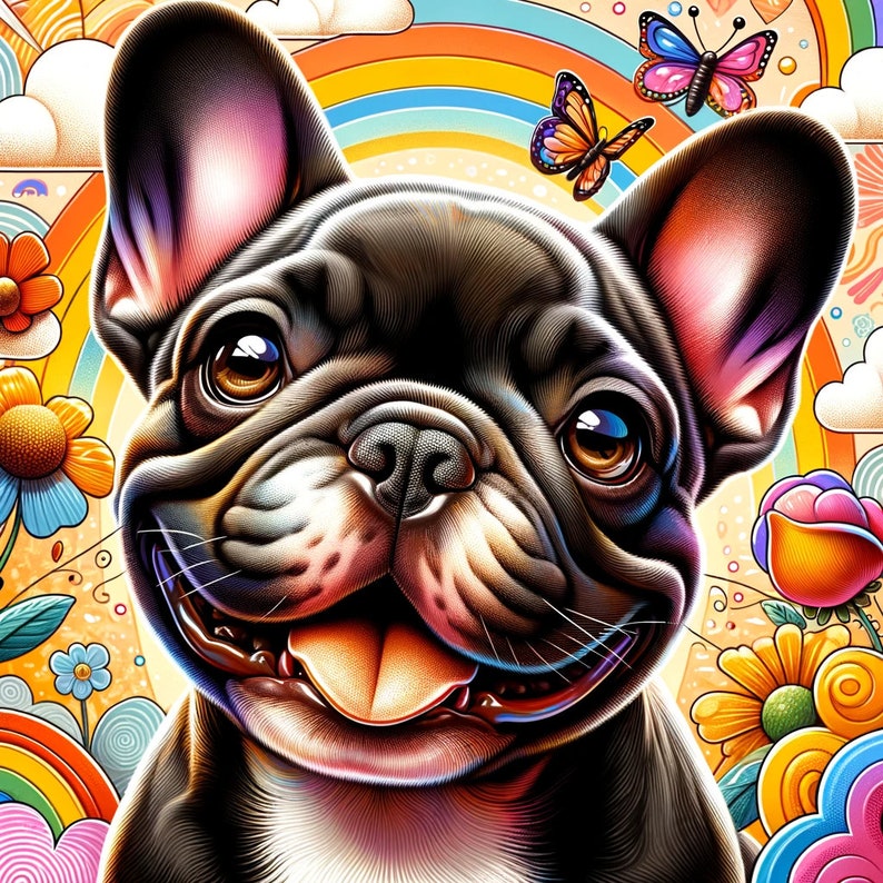Vibrant French Bulldog Art Print, Colorful Frenchie Illustration ...
