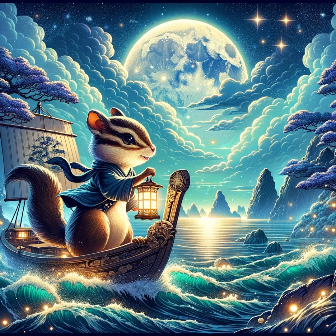 Adventurous Chipmunk in Urban Japan Art Print, Anime-inspired Cute ...