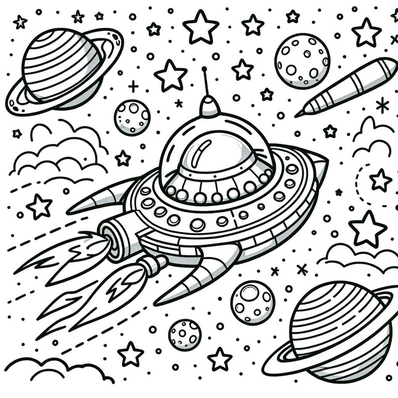 Sun and Spaced Theme Coloring Book. - Etsy