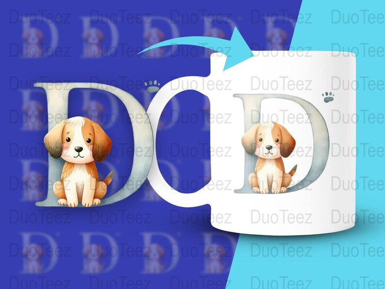 Nursery Alphabet Wall Art, Letter D PNG, SVG Printable With Cute Dog ...