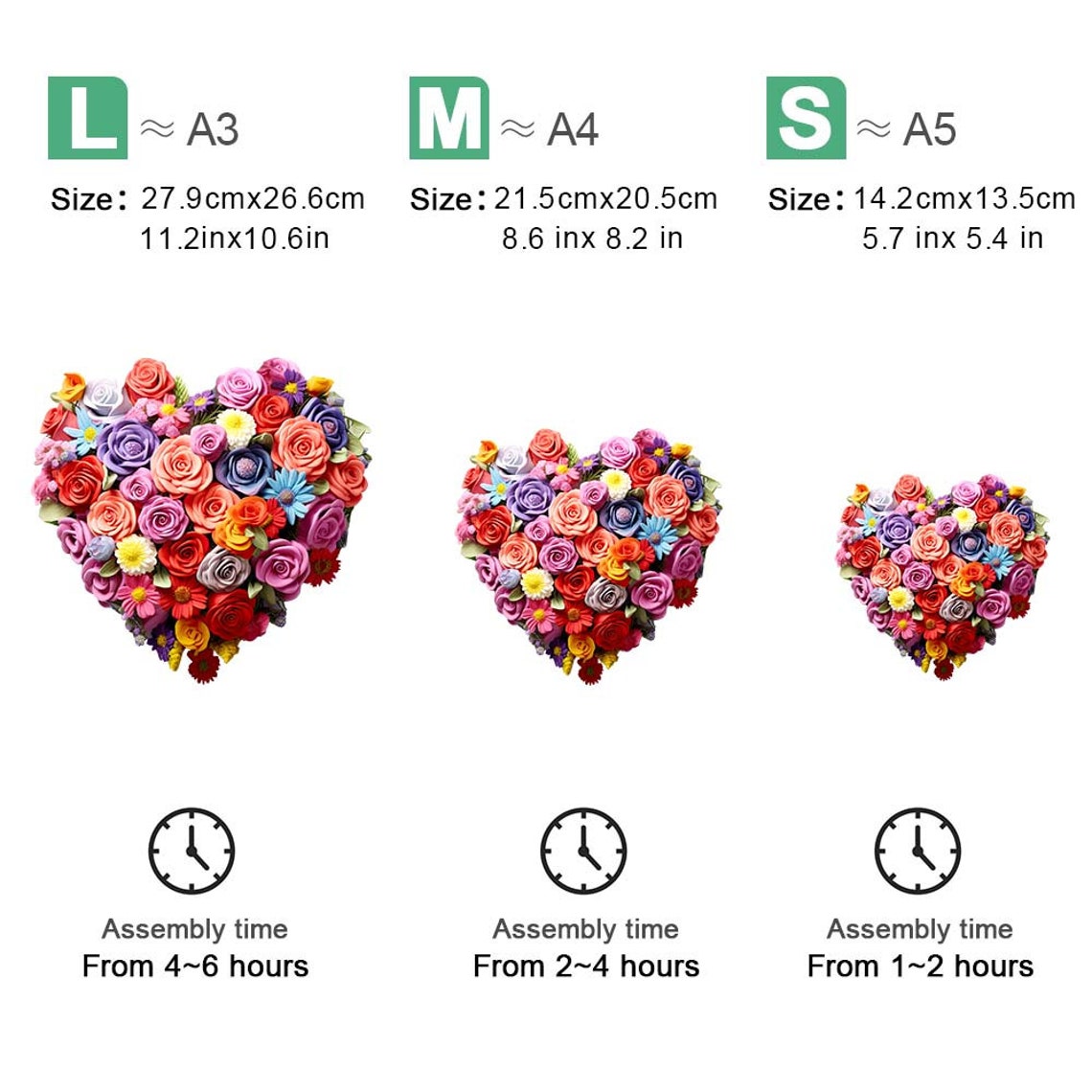 Colorful Heart Flower Wooden Puzzle Educational Game for Children ...