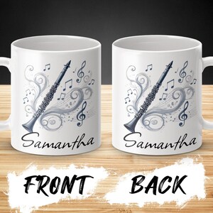 Personalized Musical Notes Clarinet Mug, Custom Name Music Lover Gift ...