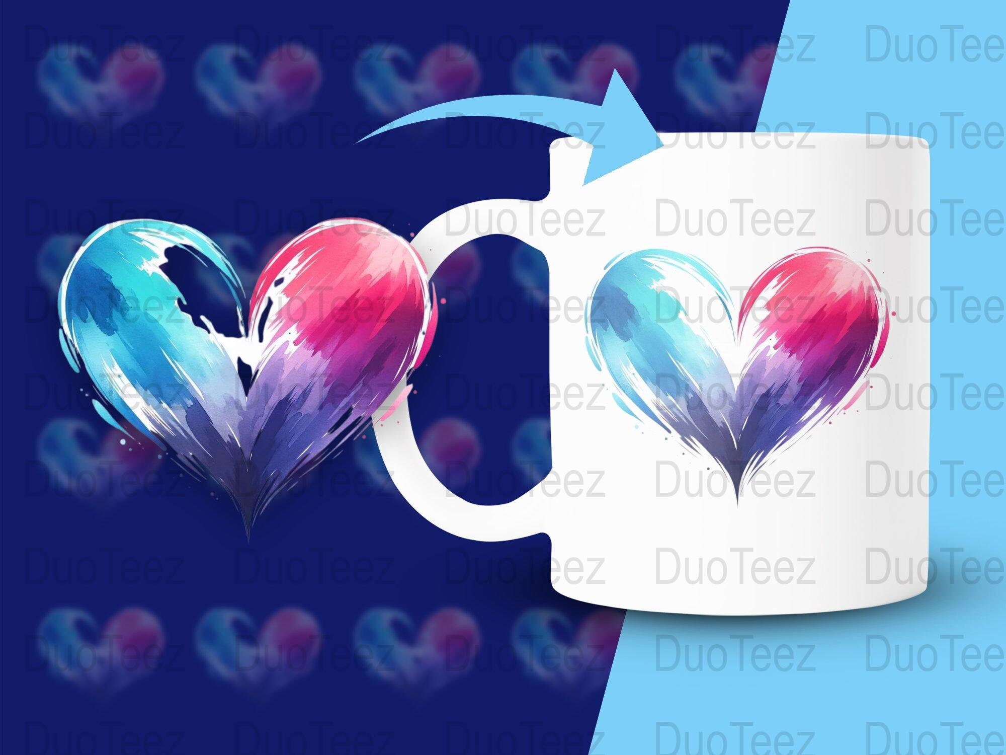 Heart SVG, PNG Clipart Pink and Blue Watercolor Heart Digital Image ...