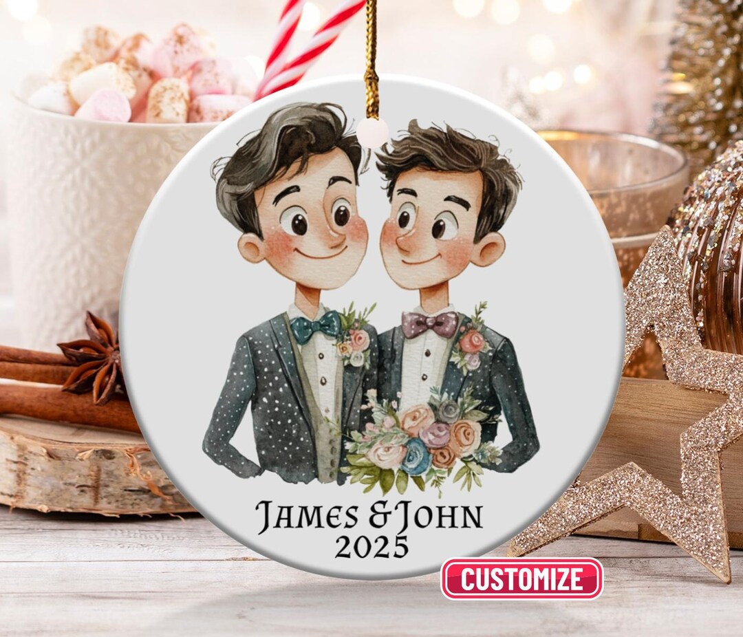 Personalized Gay Wedding Ornament Custom Names Ornament Same Sex 5314
