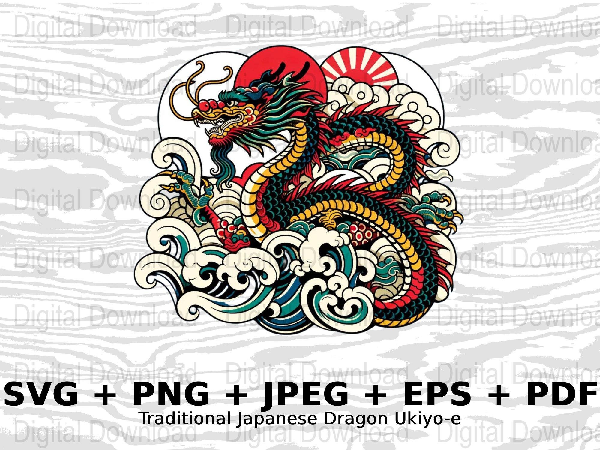 Traditional Japanese Dragon Ukiyo-e SVG, PNG, JPEG, Eps, Pdf ...
