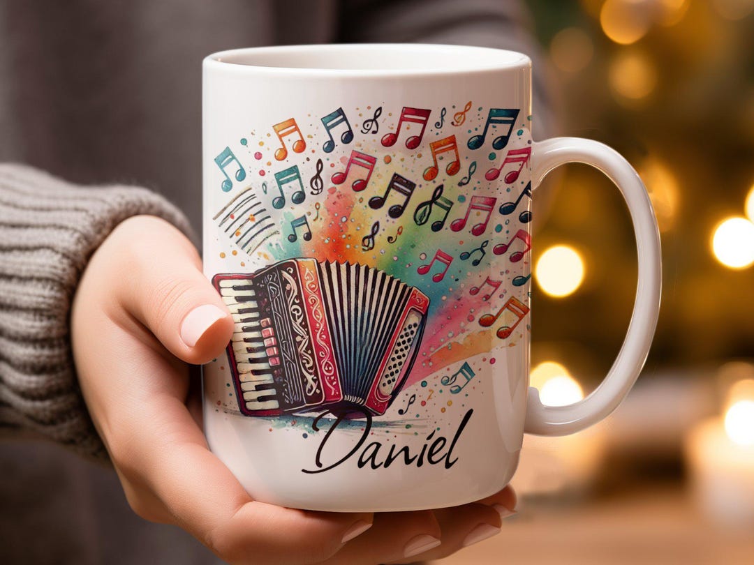 Colorful Music Notes and Accordion Mug, Personalized Music Lover Gift ...