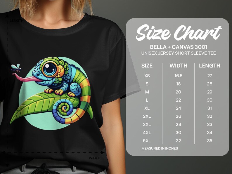 Colorful Chameleon T-shirt, Unisex Graphic Tee, Vibrant Animal Print, Casual Wear, Nature ...