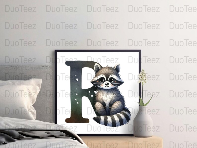 Cute Raccoon Alphabet Letter R Digital Download, Nursery Wall Art ...
