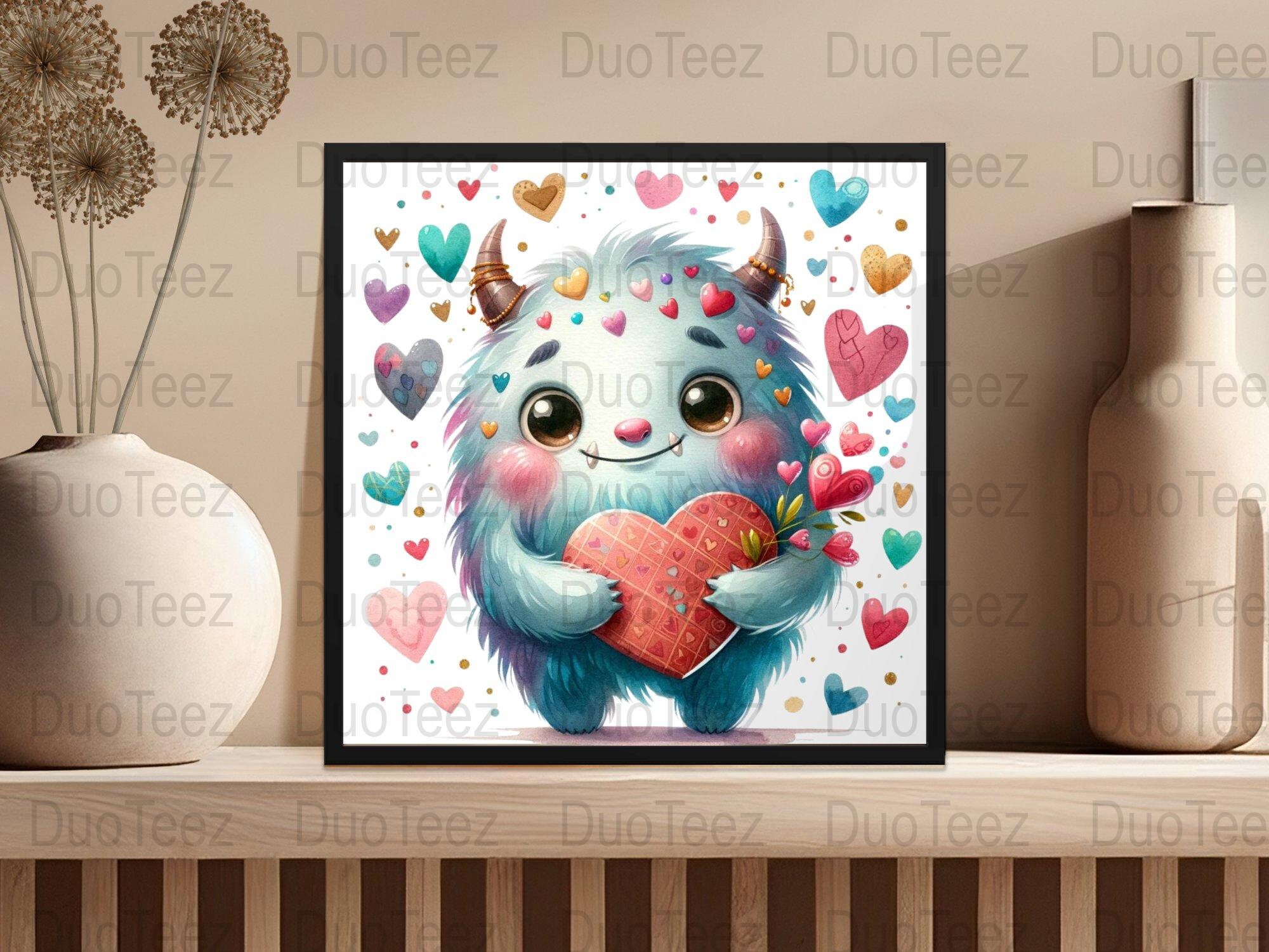 Valentines Day Cute Monsters Clipart Bundle, Digital Download ...