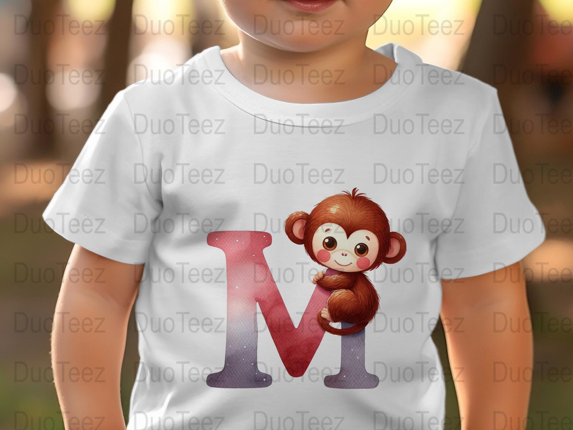 Cute Monkey Alphabet Letter M Nursery Wall Art, Printable Kids Room ...