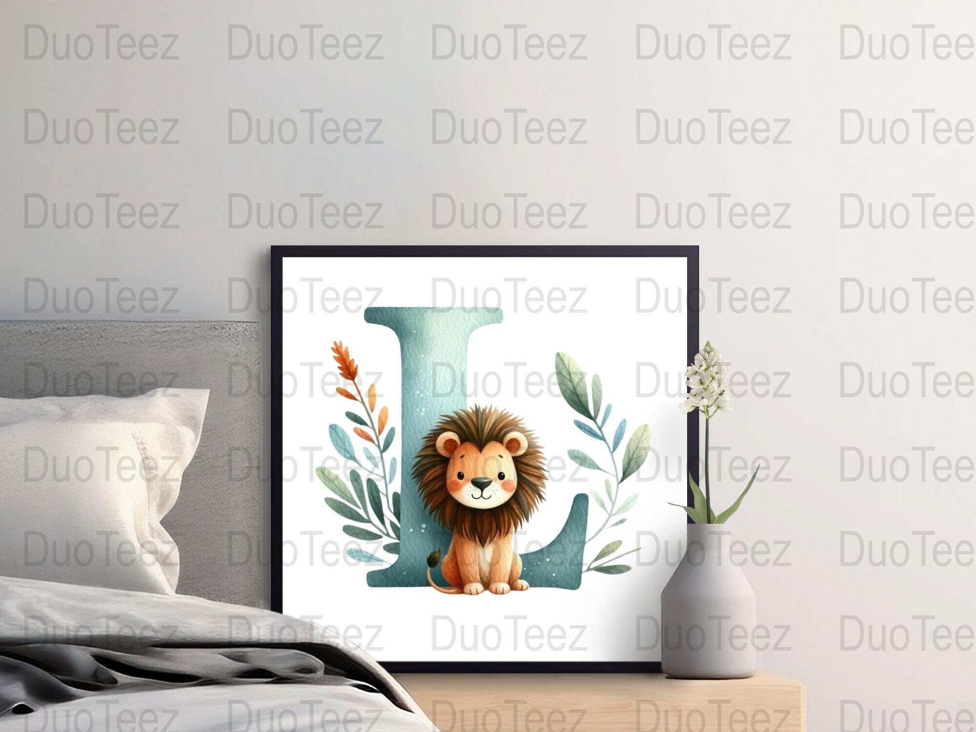 Cute Lion Alphabet Letter L Nursery Wall Art, Baby Room Decor, Digital ...