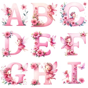 Fairy Alphabet Clipart Bundle - Pink Fairy PNG - Cute Fairy Clip Art ...
