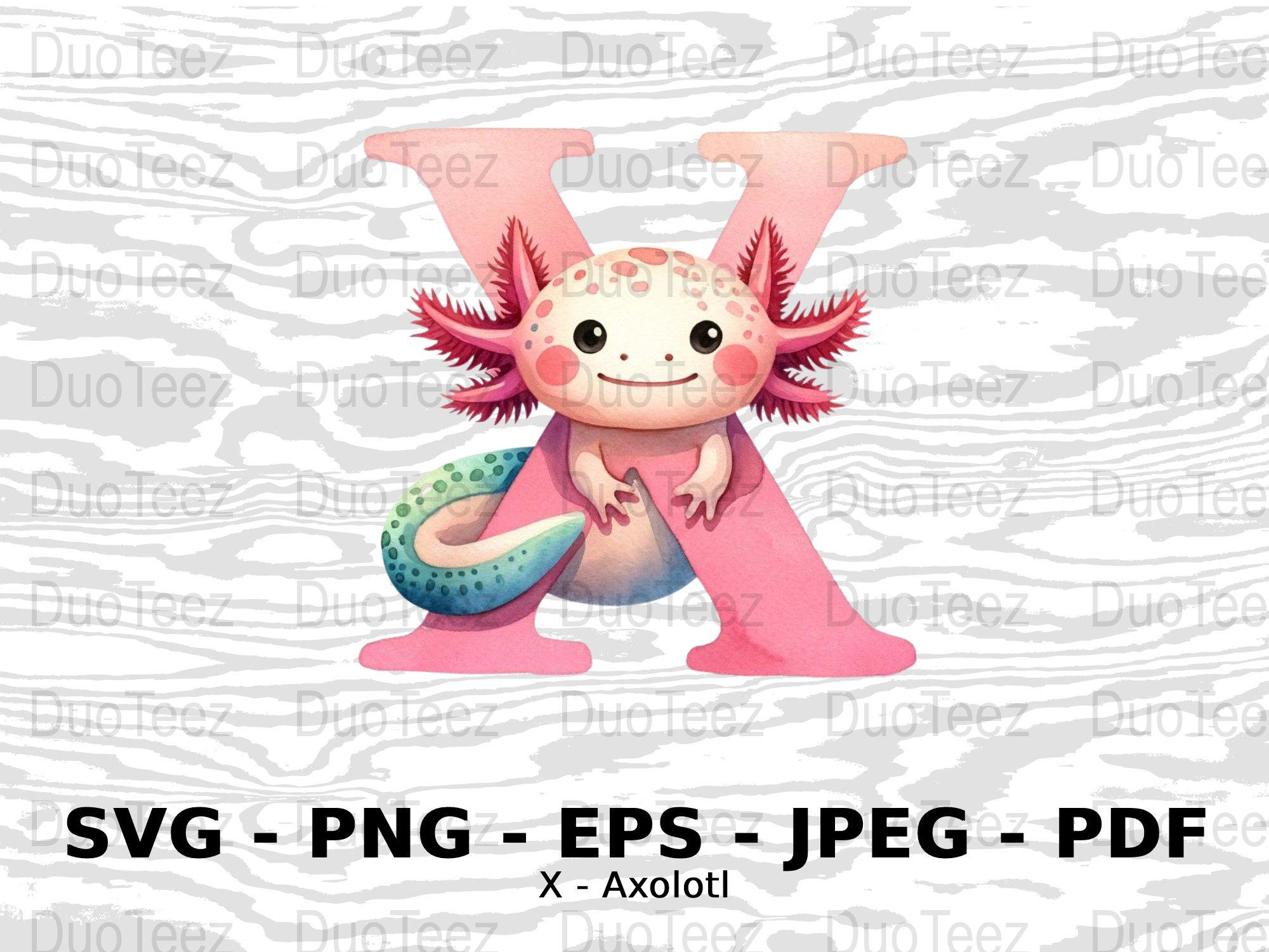 Cute Axolotl Alphabet Letter X Digital Art, Pink Nursery Decor ...
