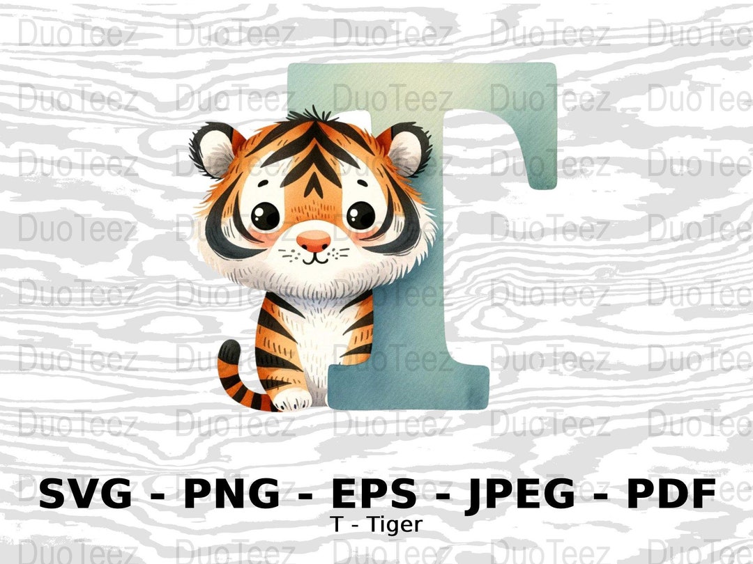 Cute Tiger Alphabet Letter T Nursery Wall Art, Printable ABC Animal ...