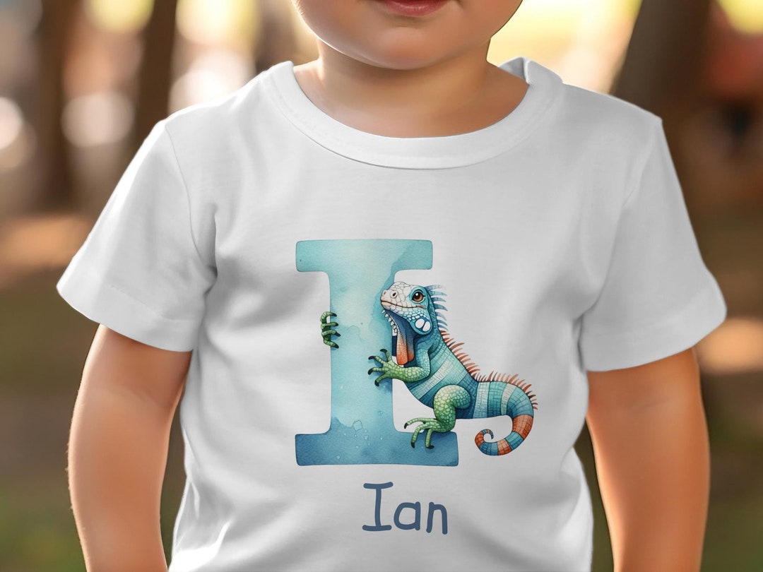 Kids Custom Iguana T-shirt, Kids Name Personalized Tee, Monogram Letter ...