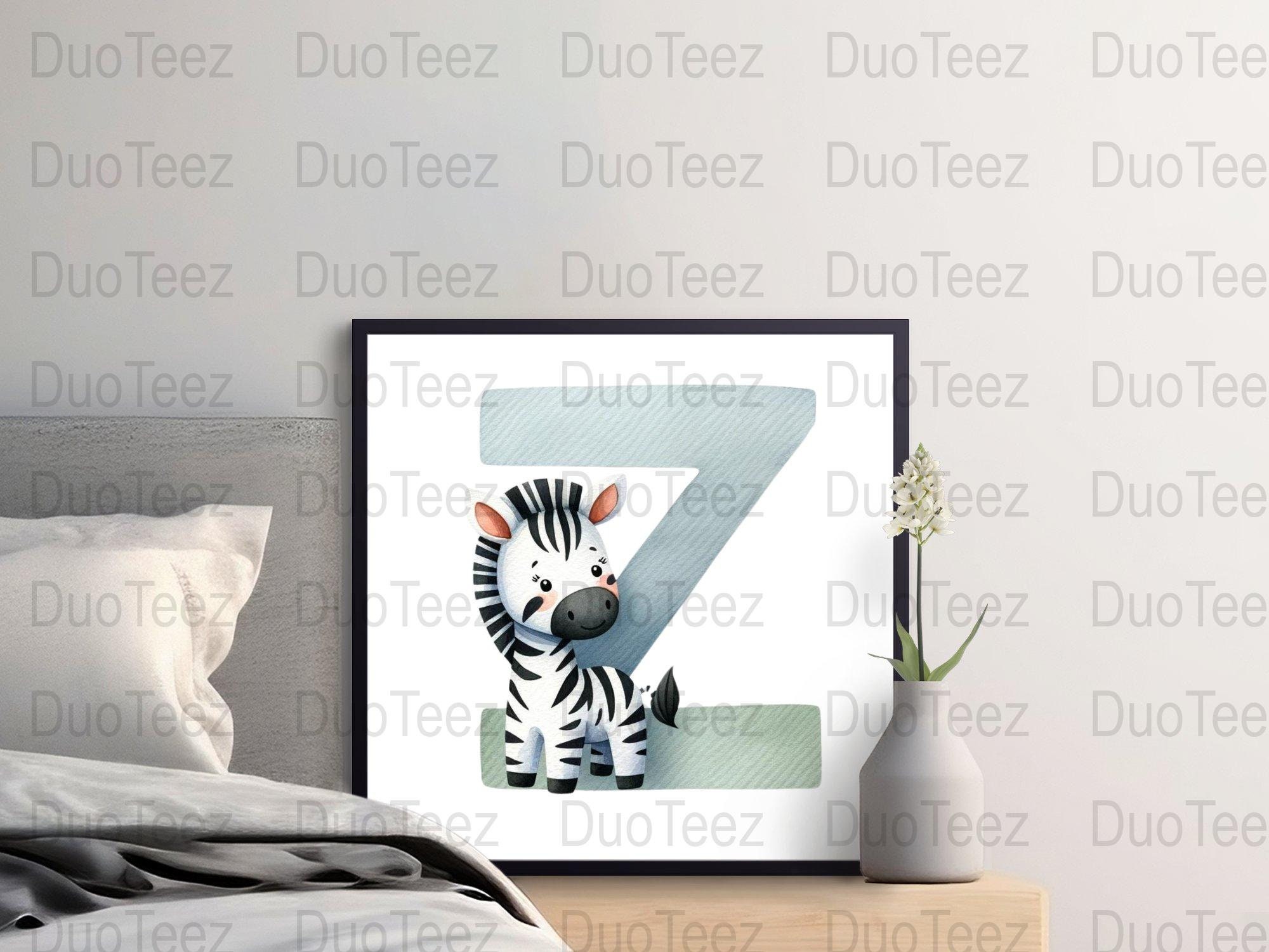 Watercolor Zebra Alphabet Letter Z, Kids Room Wall Art, Nursery ...