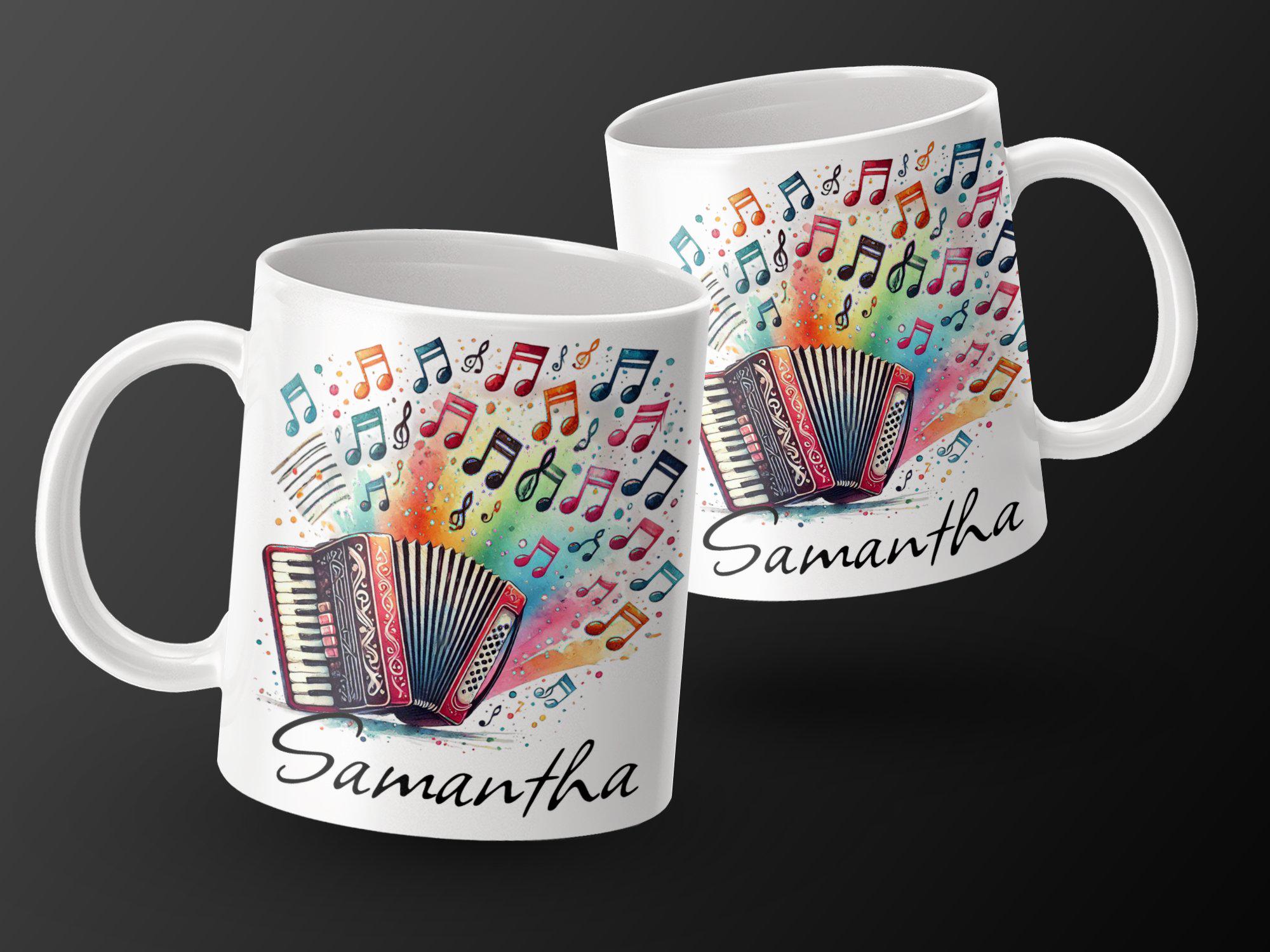 Colorful Music Notes and Accordion Mug, Personalized Music Lover Gift ...