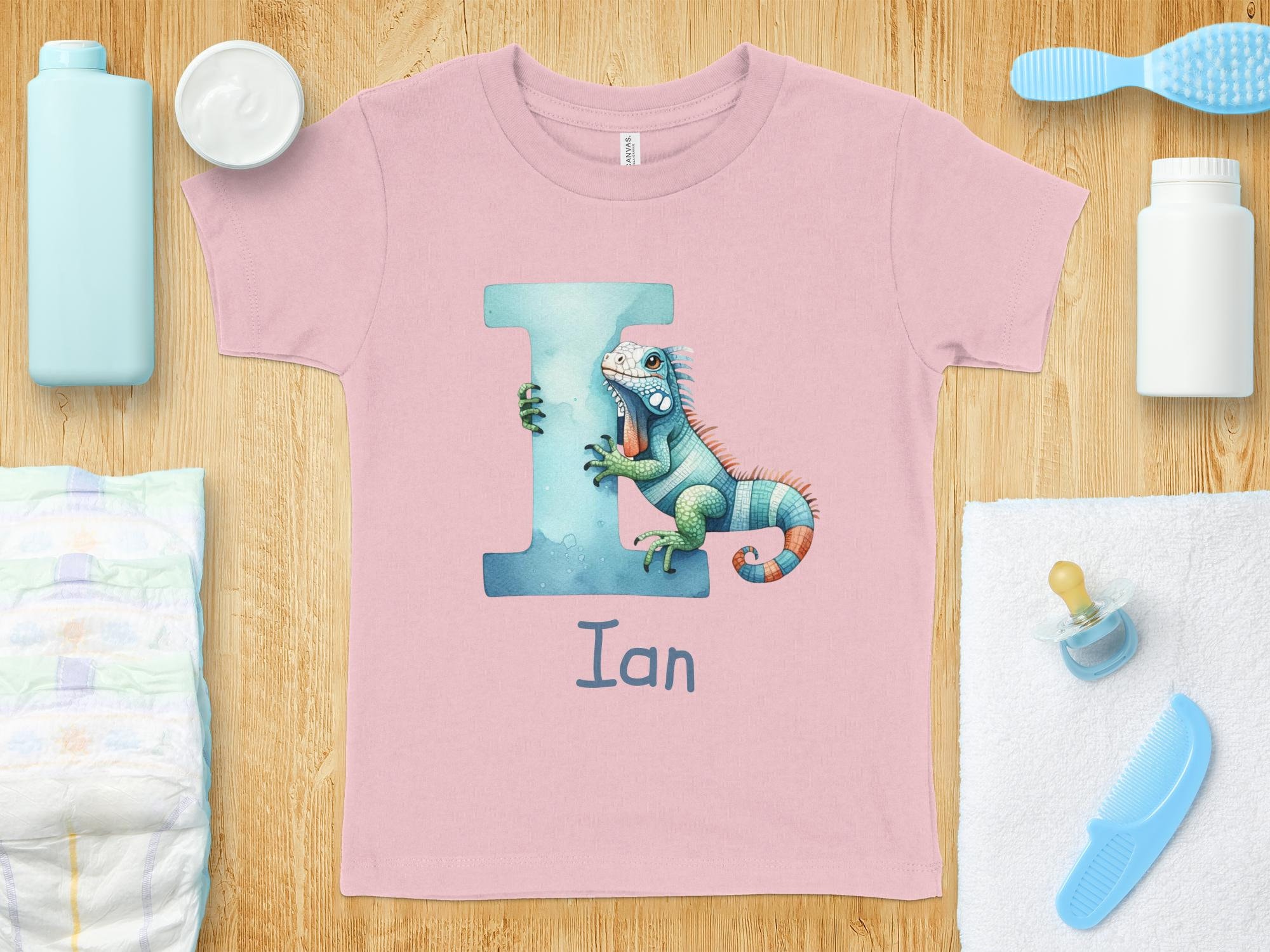 Kids Custom Iguana T-shirt, Kids Name Personalized Tee, Monogram Letter ...