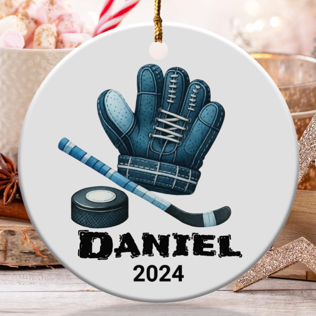 Personalized Hockey Ornament Custom Name Year Ice Hockey Glove Stick ...