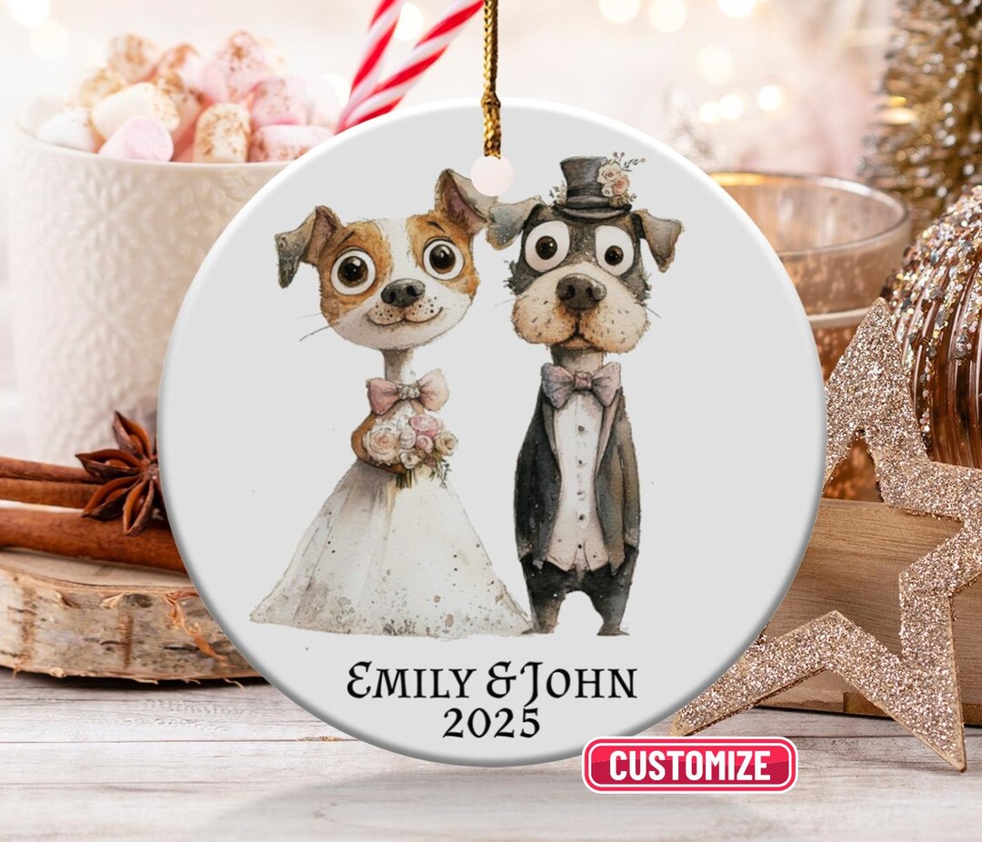Custom Dog Wedding Ornament, Personalized Couple Ornament, Bridal ...