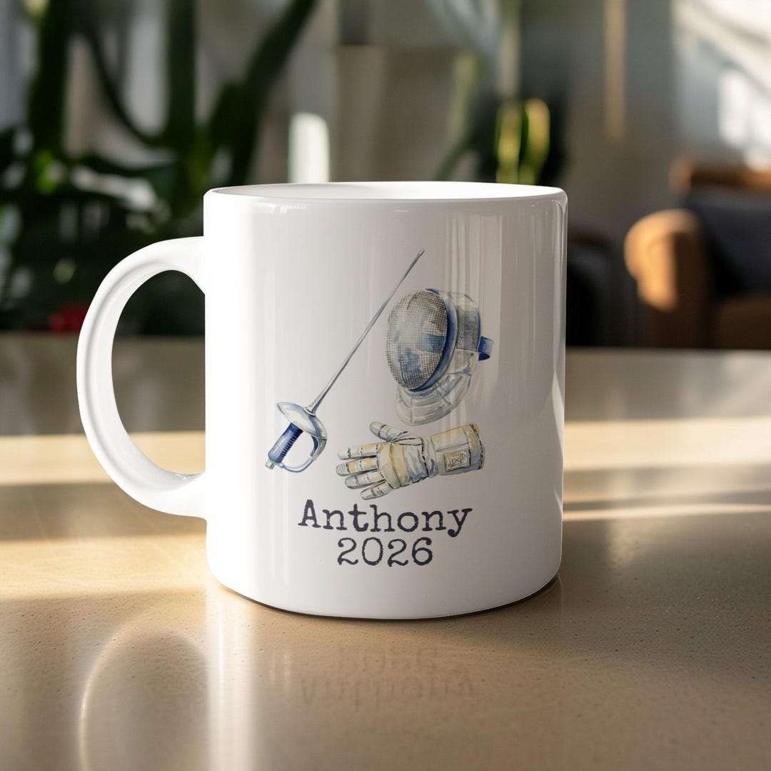 Personalized Fencing Mug, Custom Name Year Fencer Gift, Fencing ...