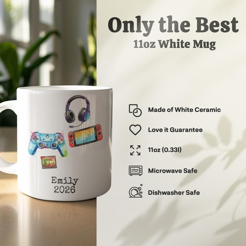 Personalized Gamer Mug, Custom Name and Year, Gaming Gift, Gaming ...