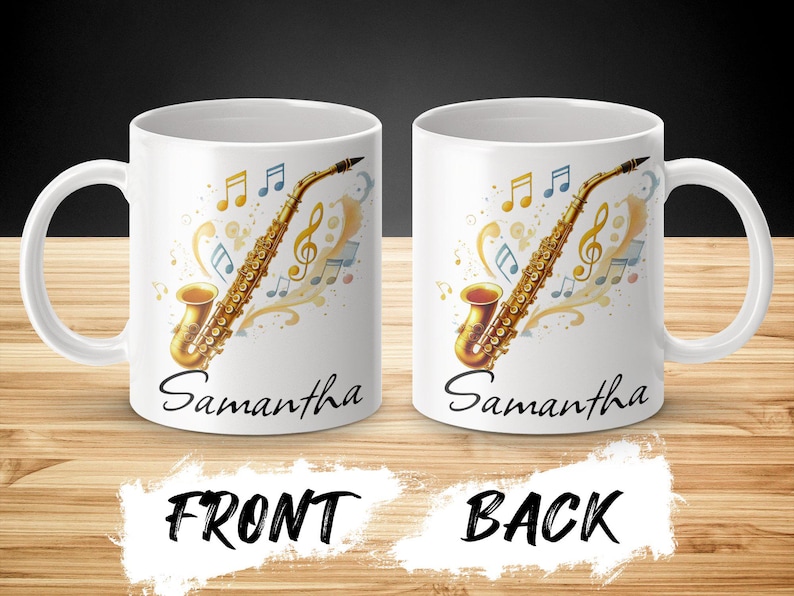 Personalized Saxophone Mug, Music Lover Gift, Custom Name Mug, Sax ...