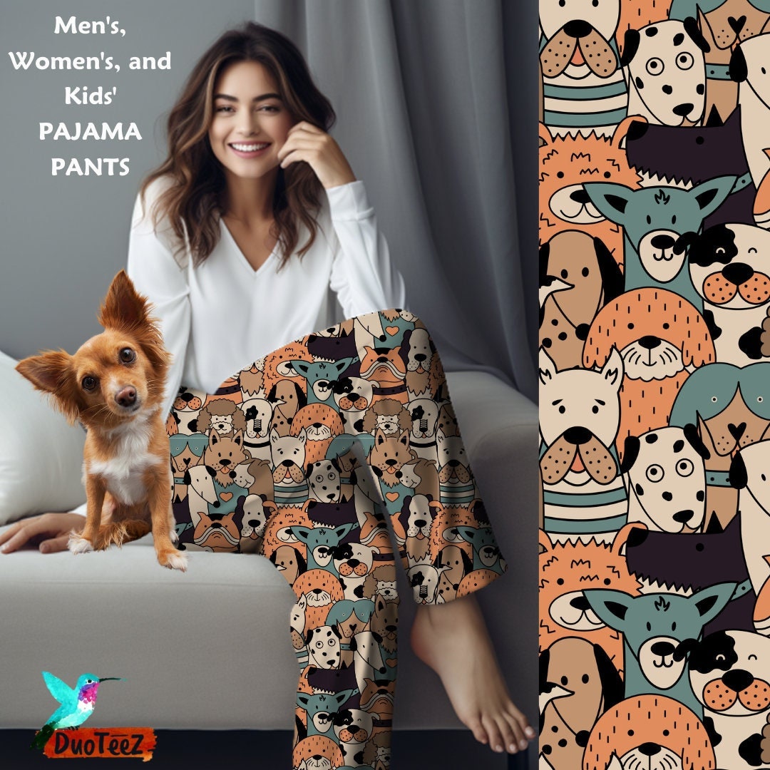 Dog Pajama Pants for Men, Women, and Kids Comfy Lounge Pants With ...