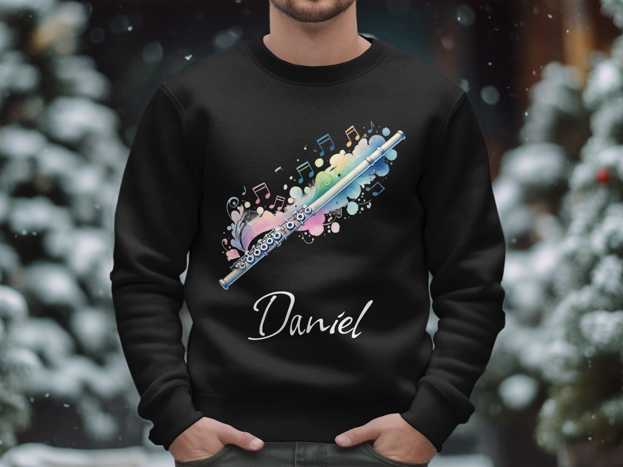 Custom Name Musical Notes Flute Sweatshirt Unisex Gift Musicians Music ...