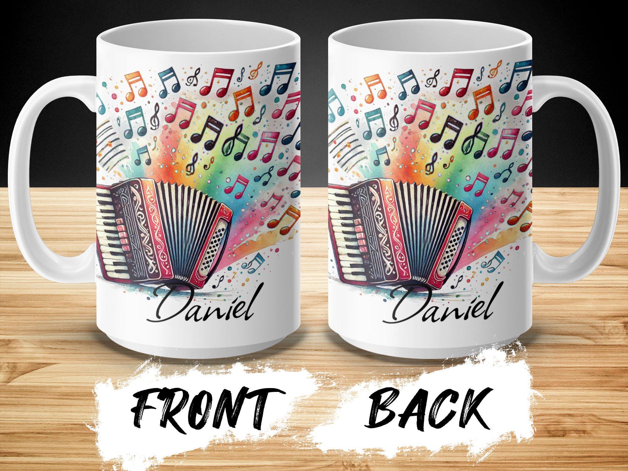 Colorful Music Notes and Accordion Mug, Personalized Music Lover Gift ...