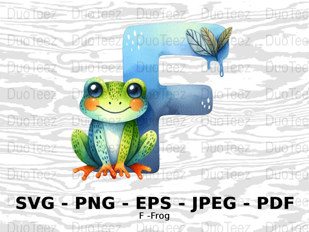 Watercolor Frog Alphabet Letter F Nursery Wall Art, Digital Download ...