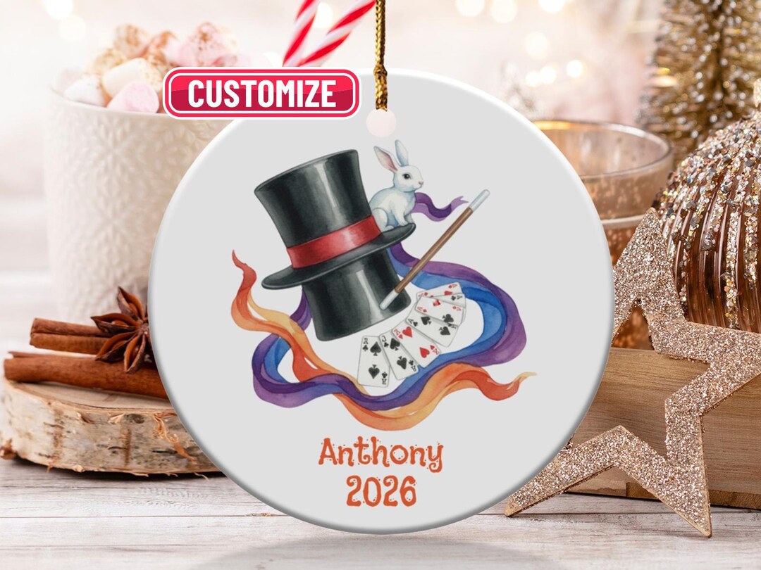 Personalized Magician Ornament, Custom Name Year, Hobby Gift, Magic ...