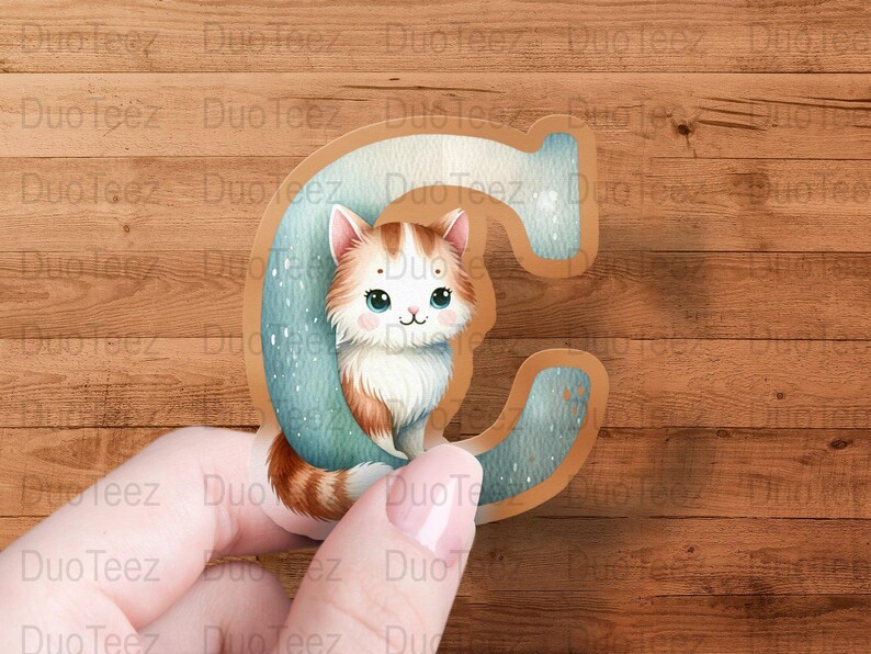 Alphabet Cat Letter C Art SVG, PNG Cute Kitten Digital Printable ...