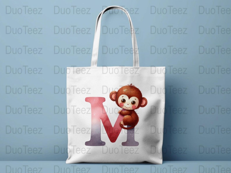 Cute Monkey Alphabet Letter M Nursery Wall Art, Printable Kids Room ...