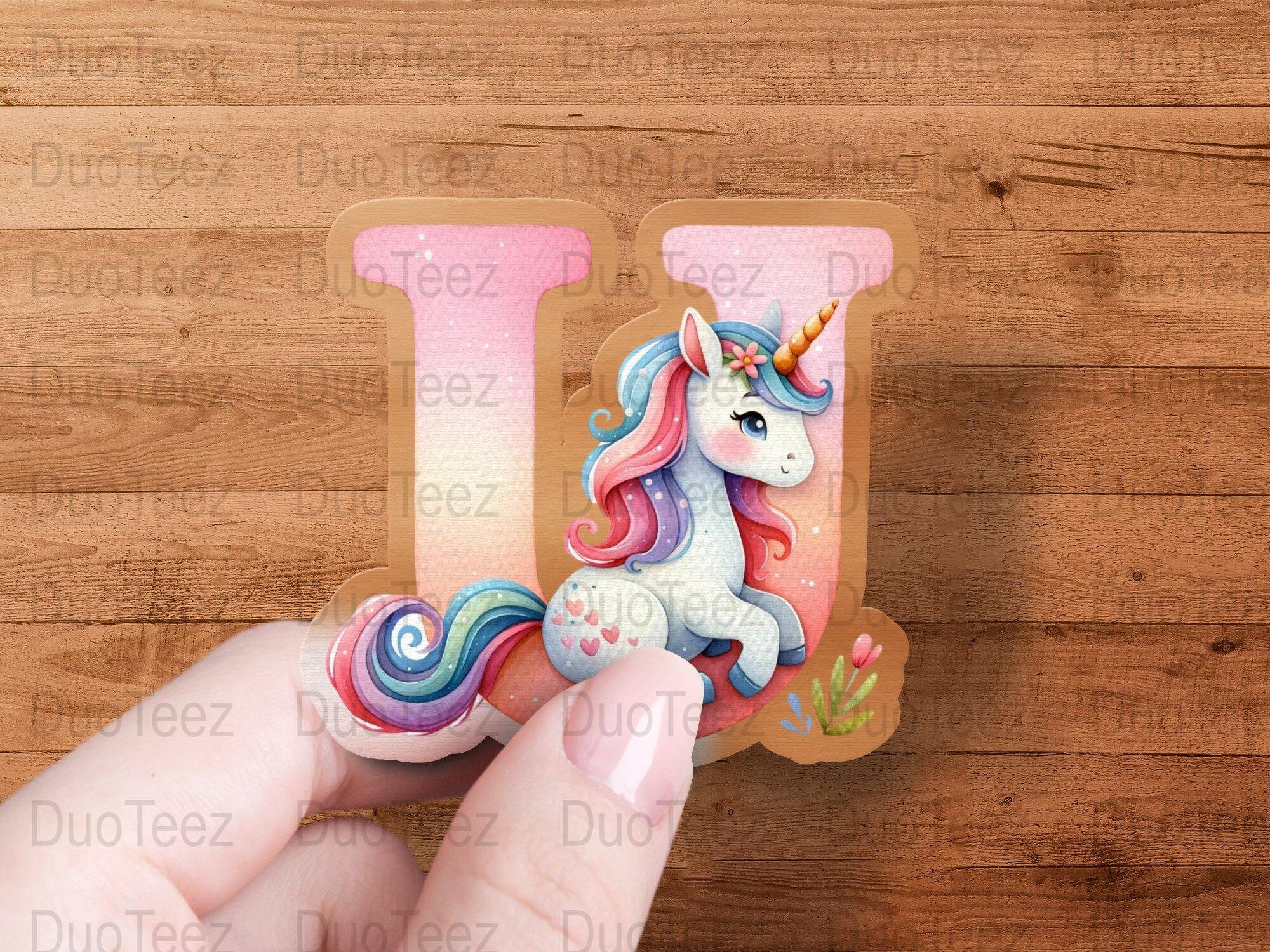 Watercolor Unicorn Letter U Clipart, Cute Unicorn Digital Download ...