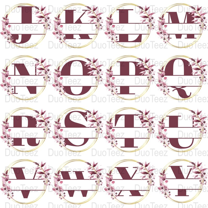 Alphabet Letters Clipart, Split Monograms for Wedding Invitations ...