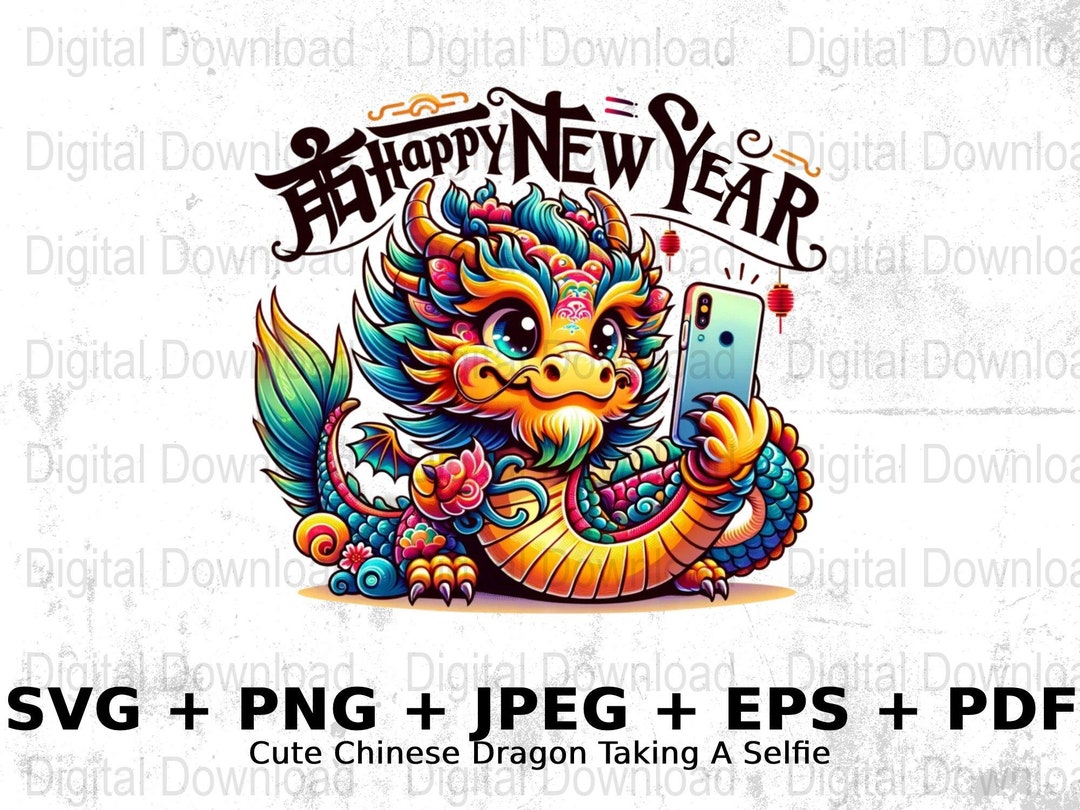Cute Chinese Dragon Taking A Selfie SVG, PNG, JPEG, Eps, Pdf ...