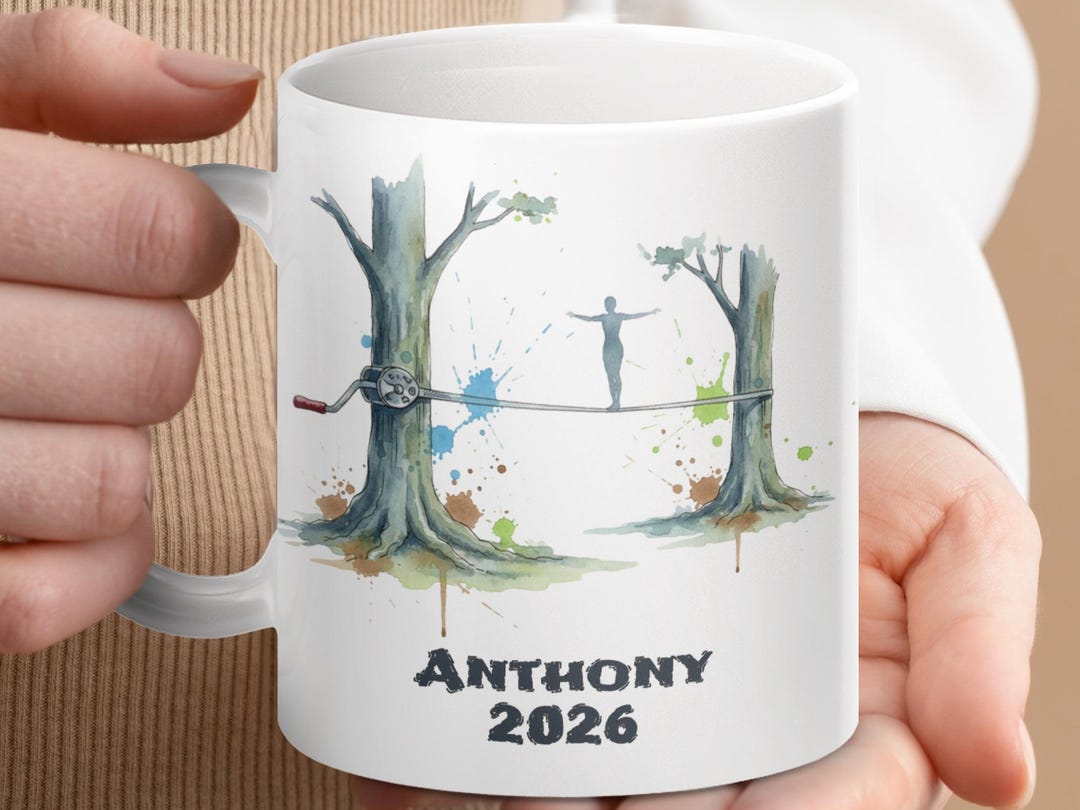 Highline Walker 2026 Mug, Slackline Art Mug, Personalized Slacklining ...
