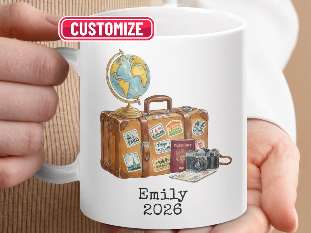 Personalized Traveler Mug, Custom Travel Mug, Globe Trotter Mug ...