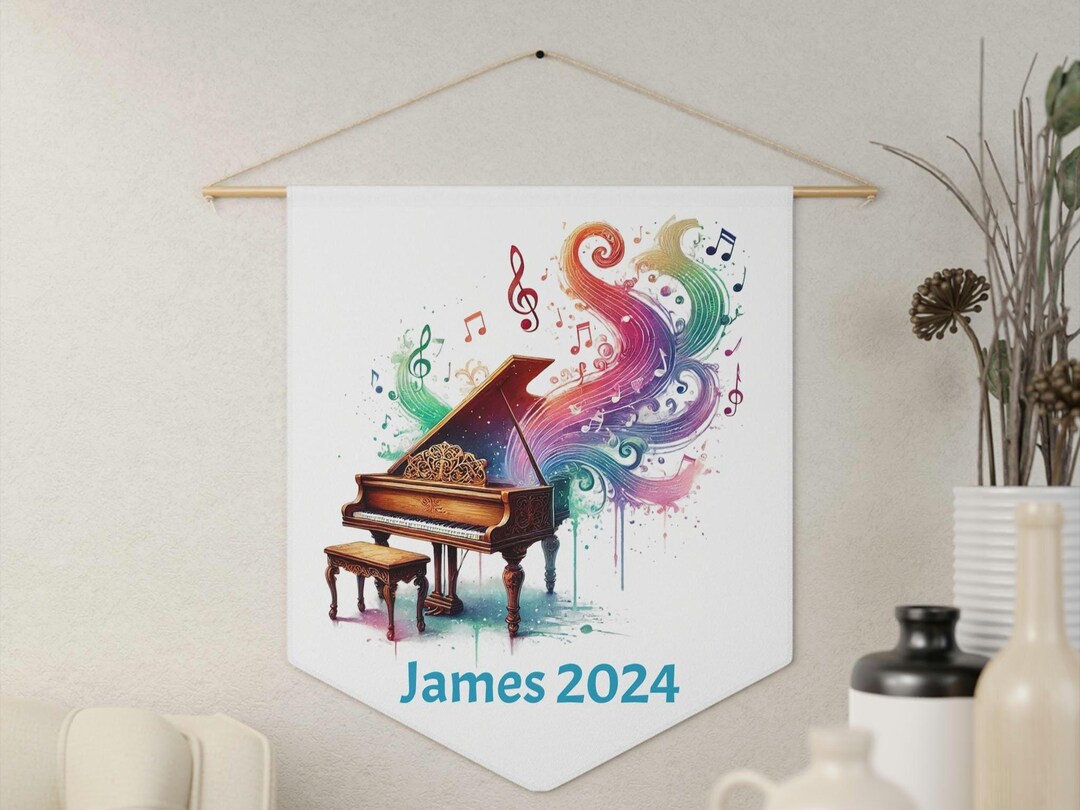 Personalized Piano Pennant, Musician Gift Flag, Custom Name and Year ...