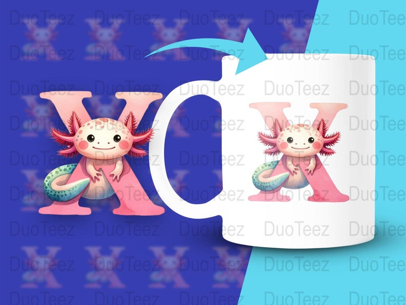 Cute Axolotl Alphabet Letter X Digital Art, Pink Nursery Decor ...