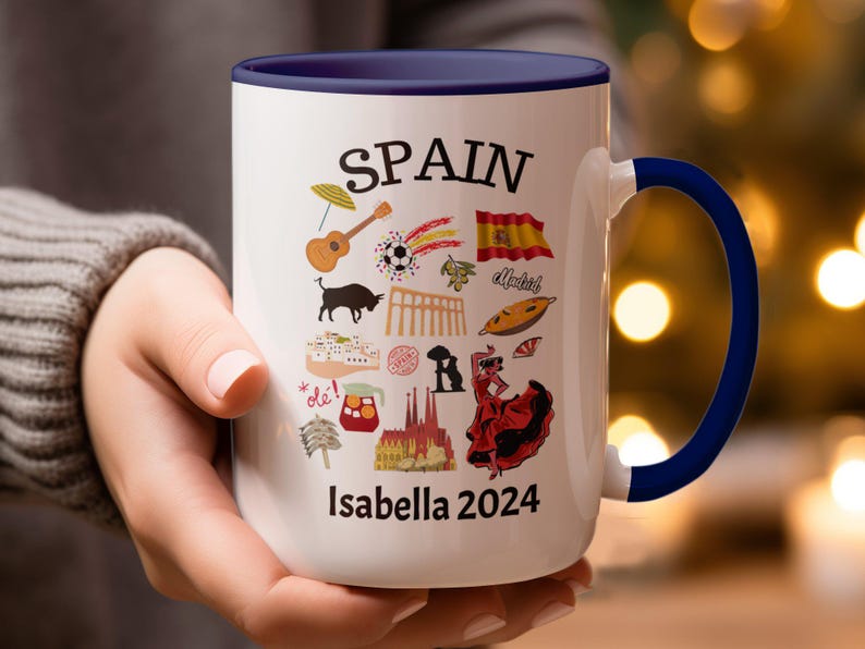 Custom Spain Travel Mug With Name and Year, Personalized Spanish ...