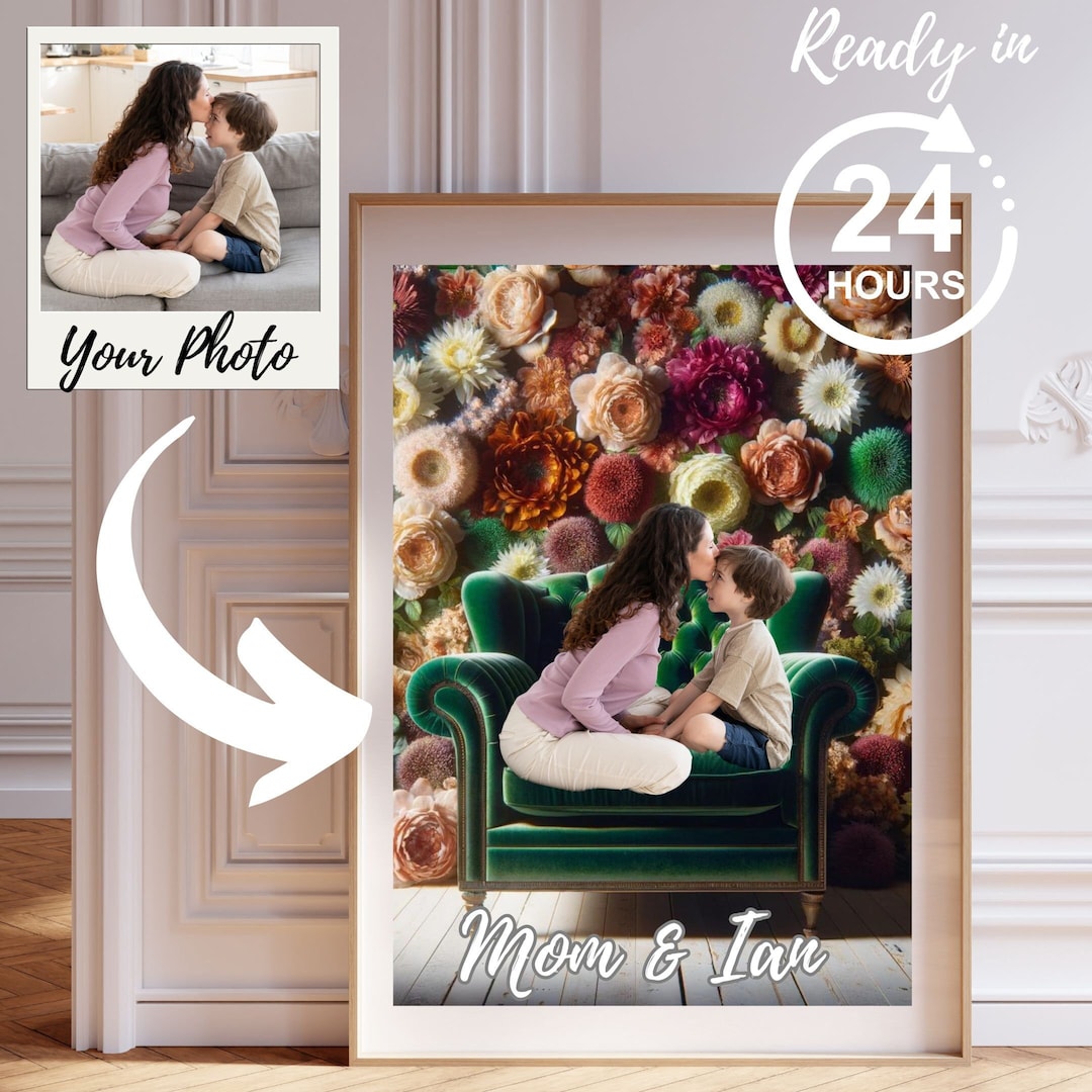 Personalized Gift for Mom - Custom Portrait From Photo - Digital Art ...