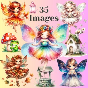 Pink Fairy Garden Clipart Bundle, Fantasy Butterfly Clip Art, Cute ...