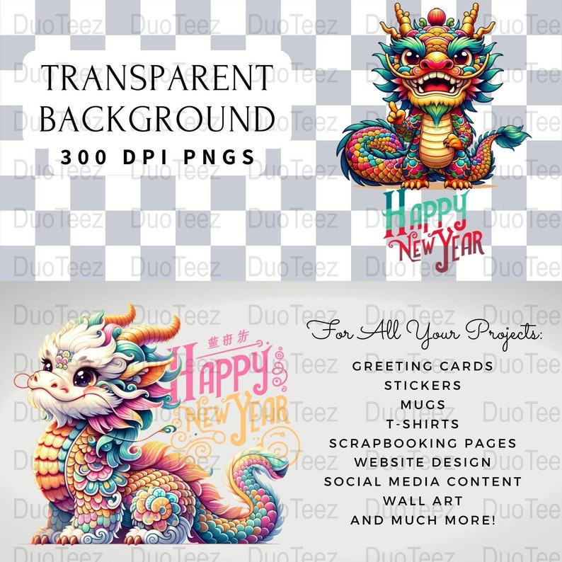 Chinese Dragons PNG Bundle, Dragon Clipart, Asian Dragons Graphic ...