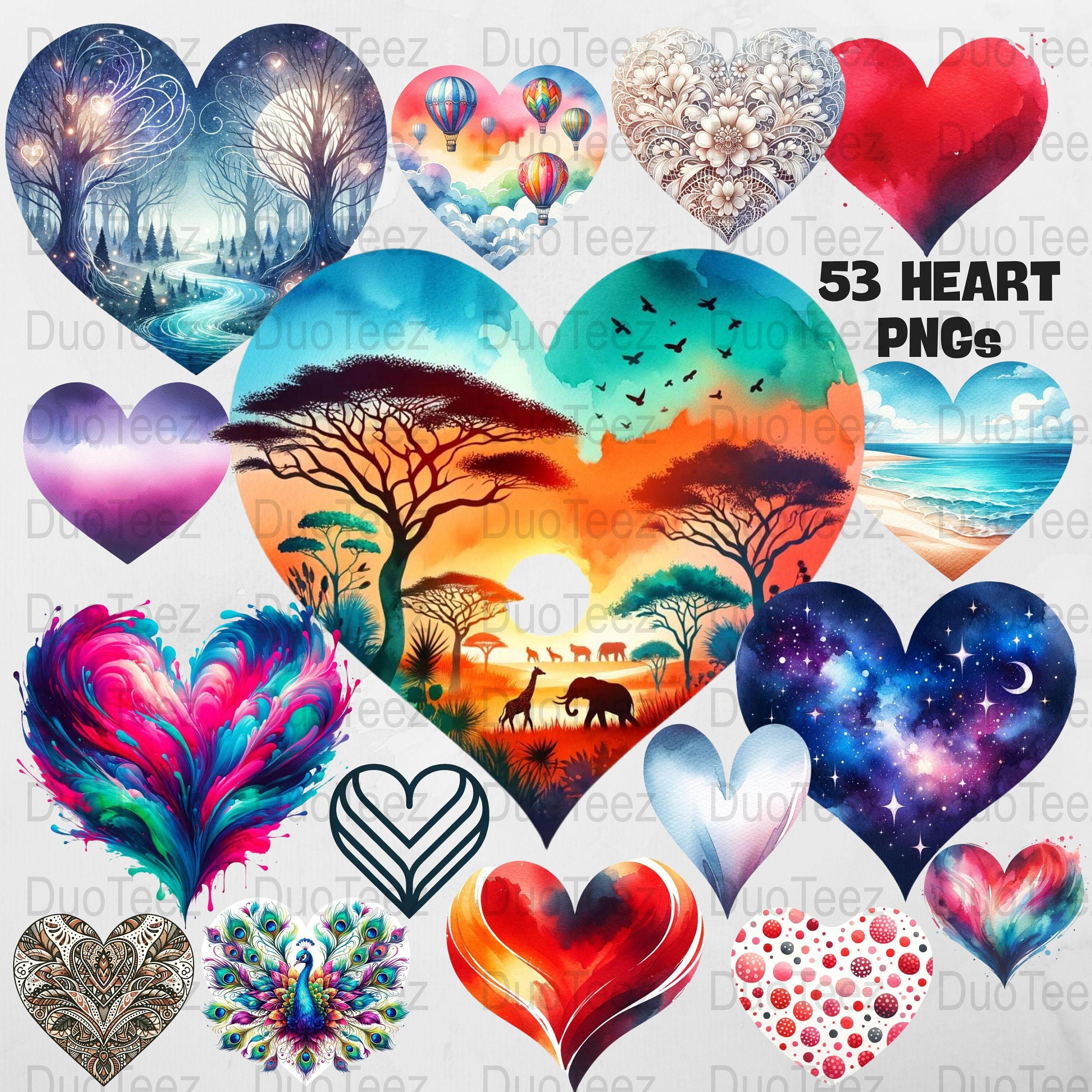 Heart Clipart,transparent Heart PNG Bundle, Heart Shape PNG, Heart PNG ...